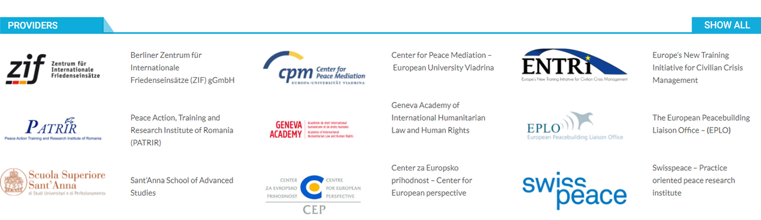 PeaceTraining.eu – CPPB Curricula, Providers, Trainers and Courses